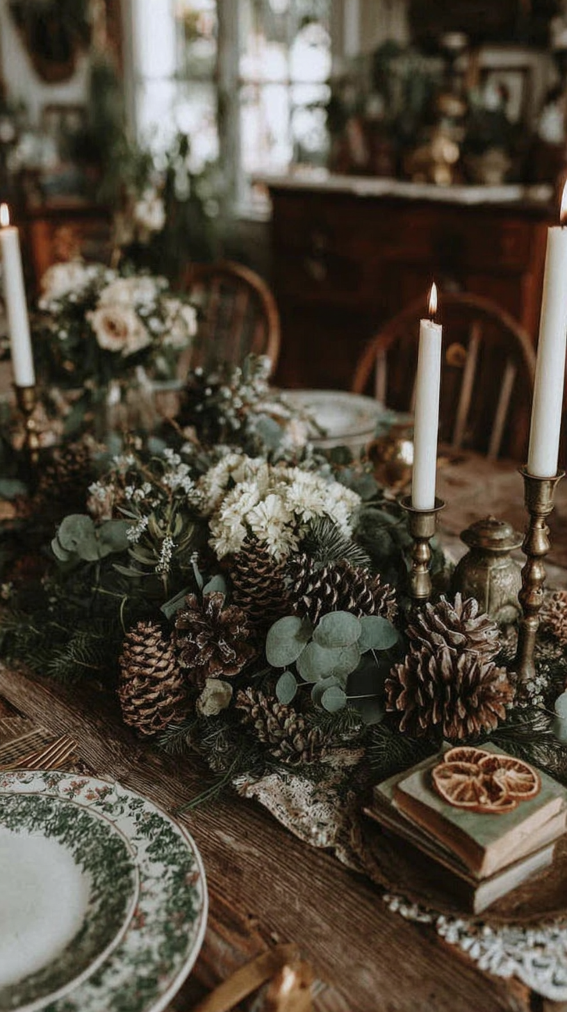 How to Create a Moody Cottage Core Christmas Dining Table Setting ...